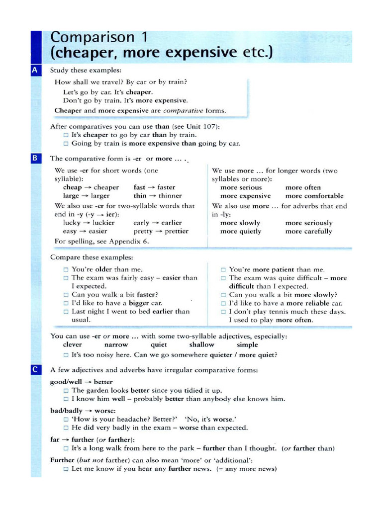 Complementary Grammar Unit 6 | PDF