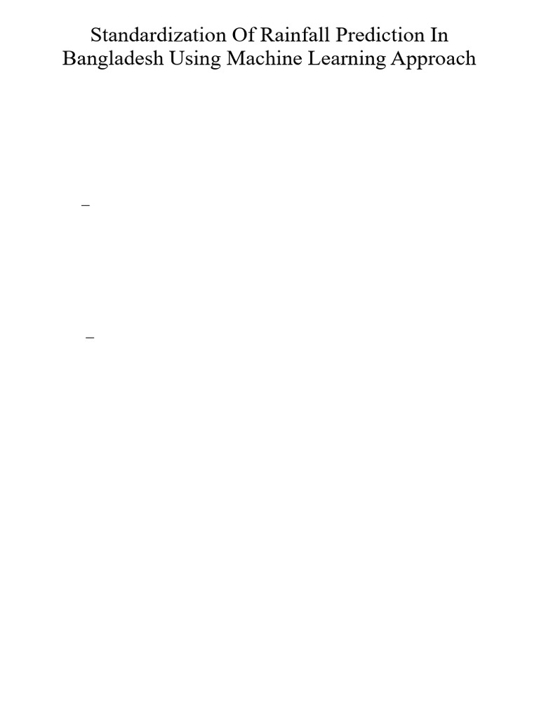 Standardization of Rainfall Prediction in Bangladesh Using Machine ...