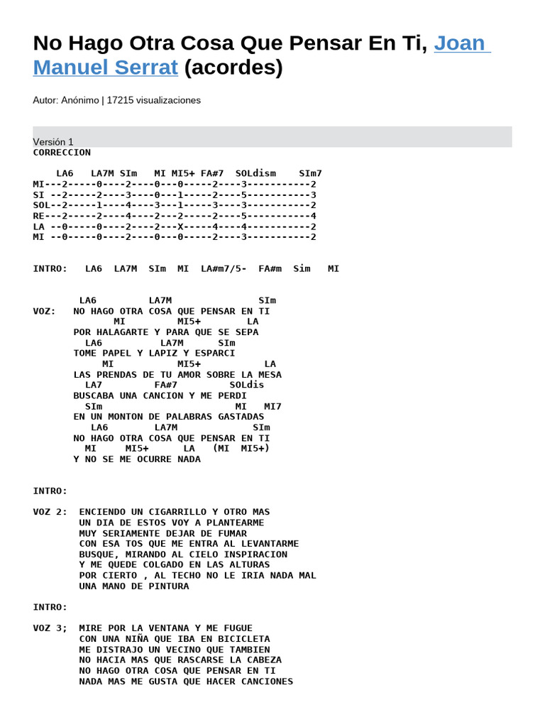 No Hago Otra Cosa Que Pensar En Ti Pdf
