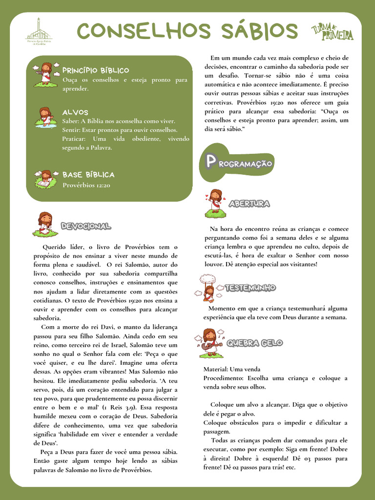 Roteiro de Célula - Conselhos Sábios | PDF | Sabedoria | Salomão