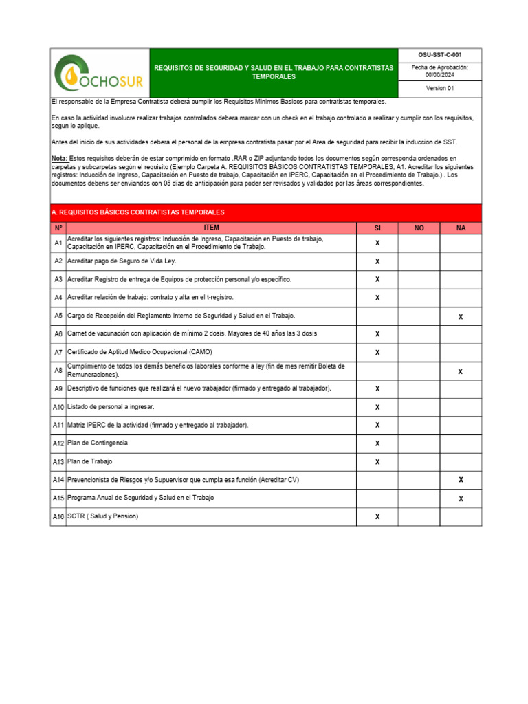 OSU-SST-C-001 Requisito para Contratistas | PDF