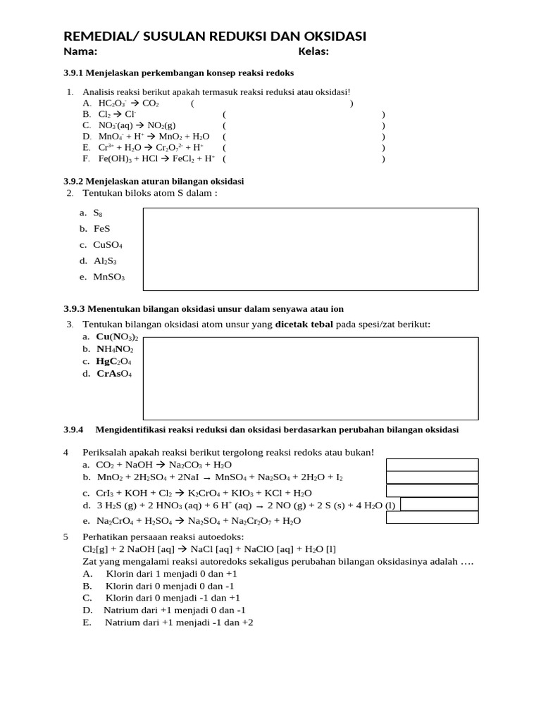 Analisis Reaksi Redoks dan Bilangan Oksidasi | PDF