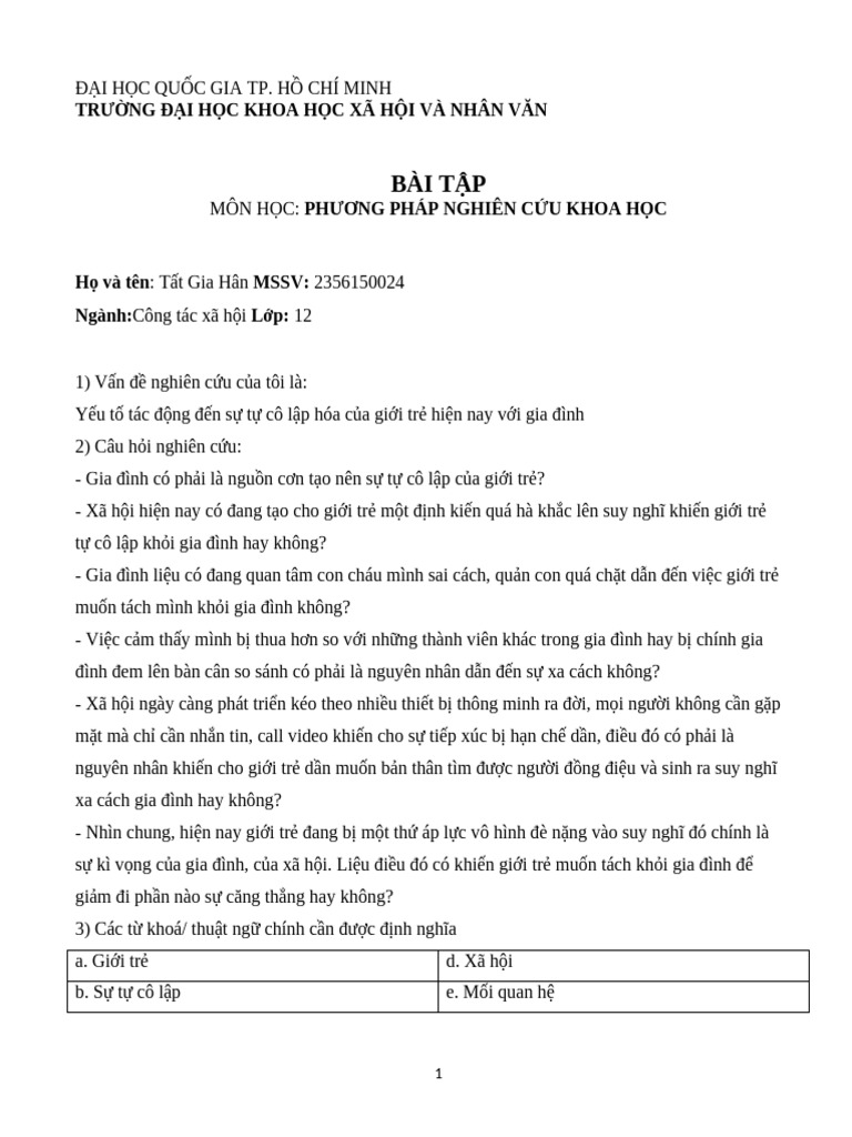Bai Tap Van de Nghien Cuu-Ca Nhan | PDF