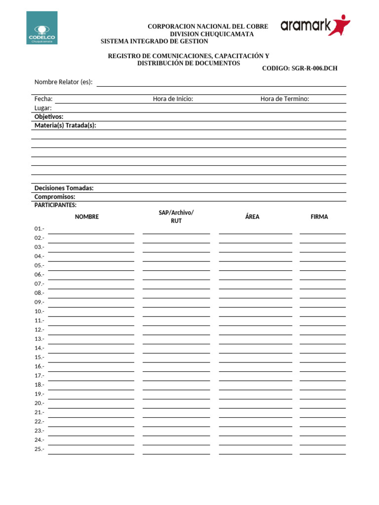 Registro SGR-R-006 | PDF