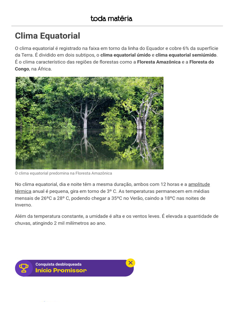 Clima Equatorial - Toda Matéria | PDF