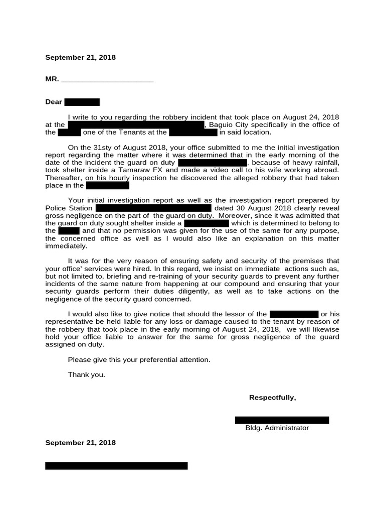 Complaint To Building ADMIN | PDF | Common Law