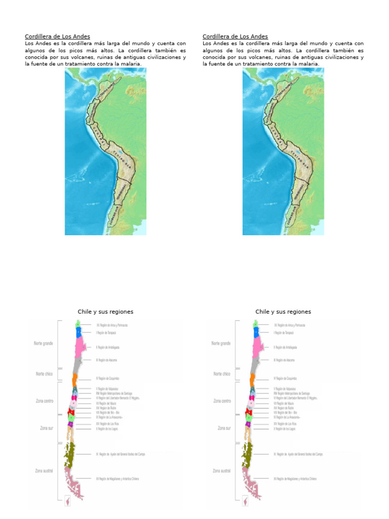 Cordillera de Los Andes y Regiones | PDF