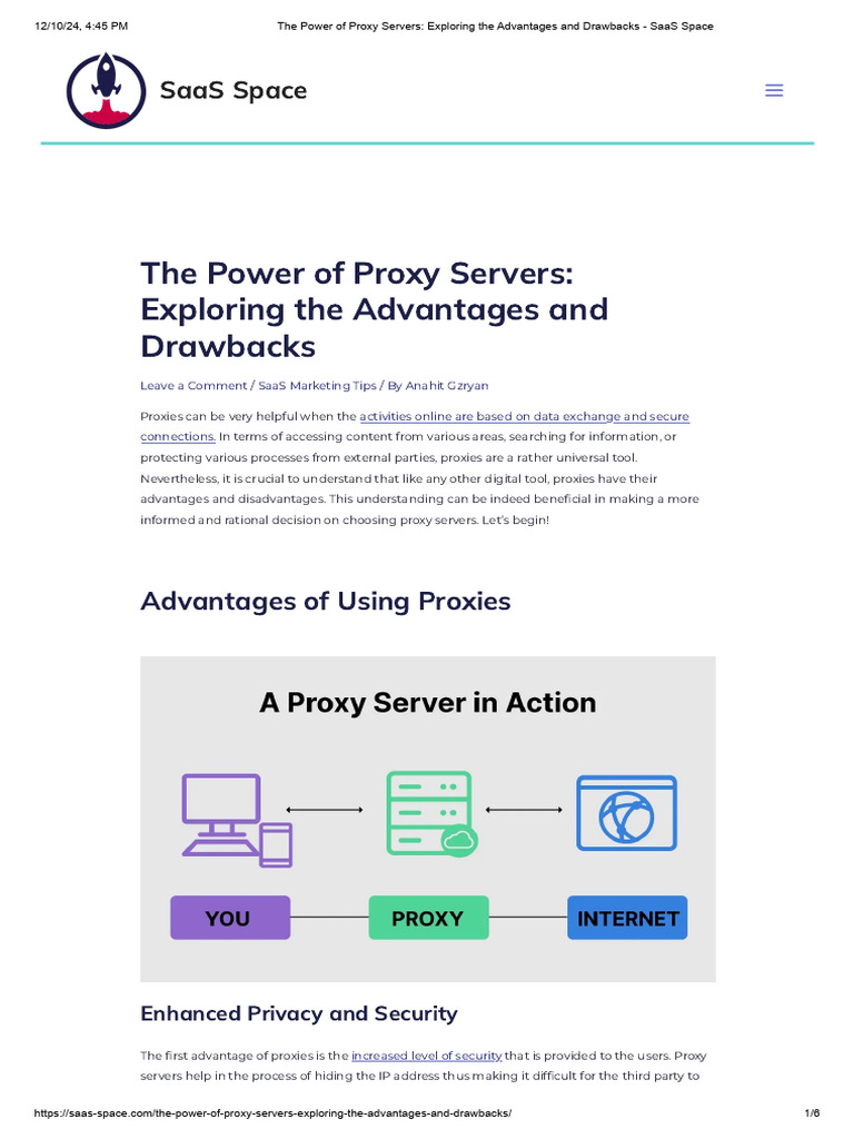 The Power of Proxy Servers_ Exploring the Advantages and Drawbacks - SaaS Space | PDF | Proxy ...