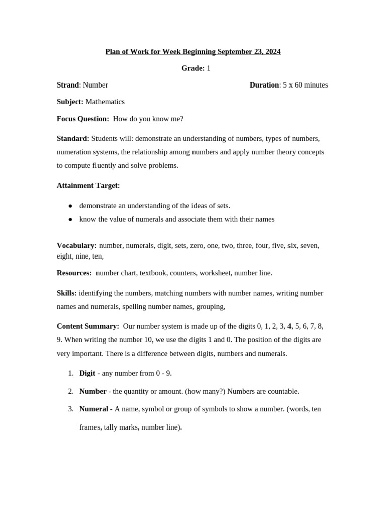 Grade 1 Math: Understanding Numbers | PDF | Numbers | Mathematics