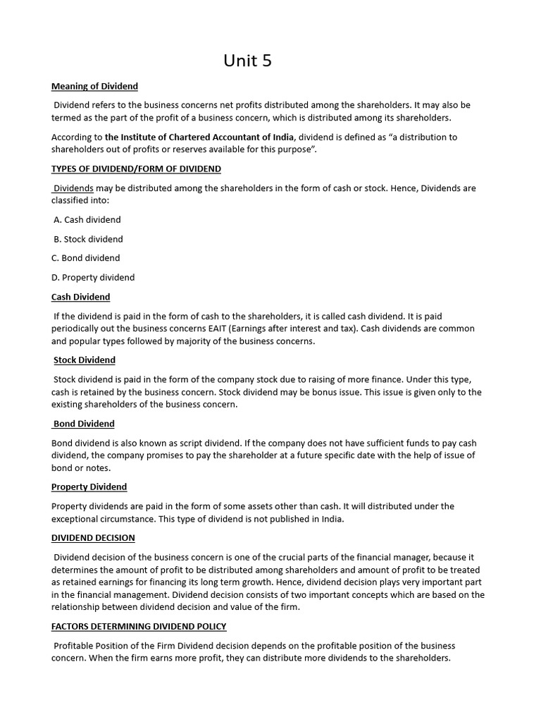Unit 5 (). | PDF | Dividend | Stocks