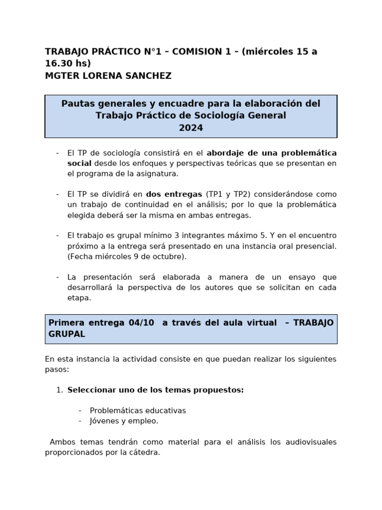 Consignas TP1 2024 | PDF | Educación en artes liberales