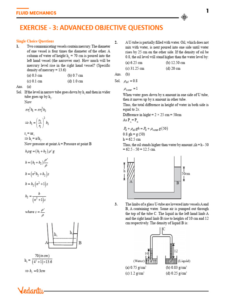 Fluids Mechanics Exercise-3 | PDF | Buoyancy | Metrology