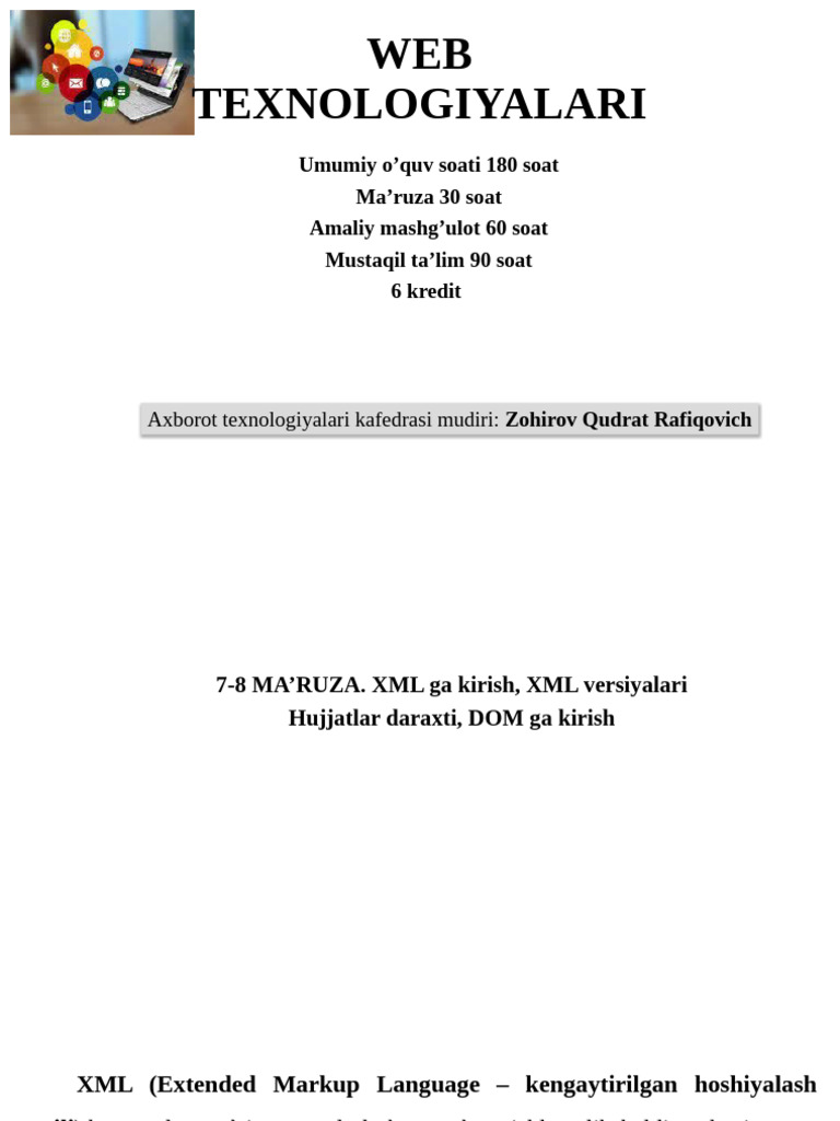 WEb Texnologiyalar 7-8 Maruza | PDF