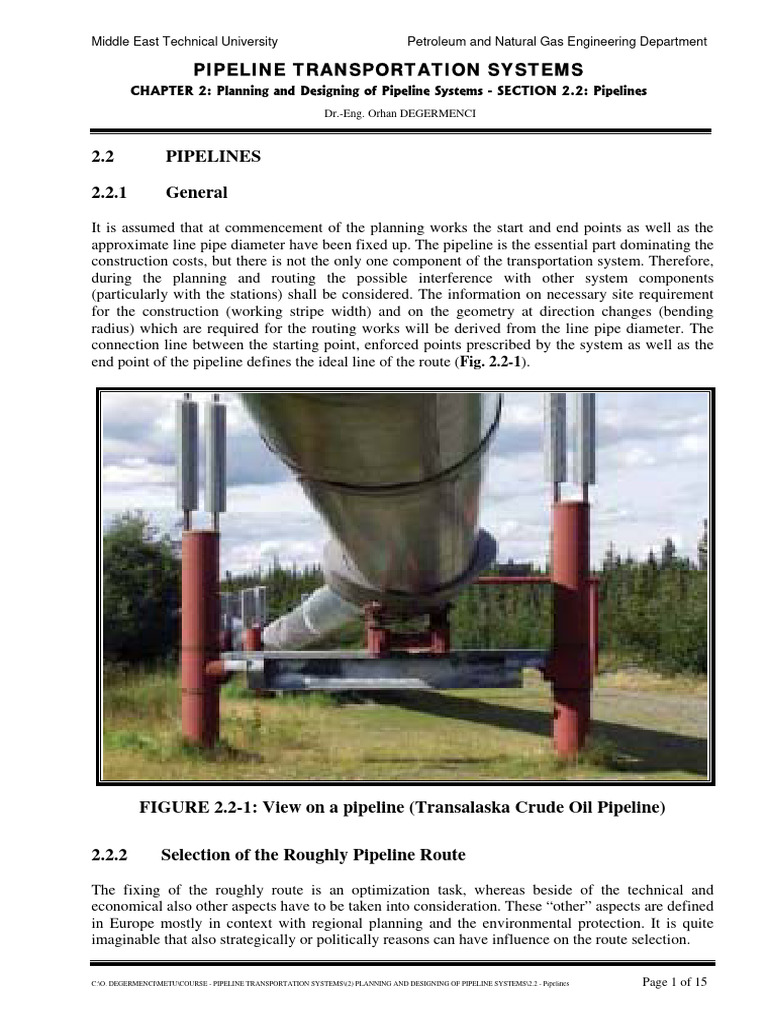 Pipeline Transportation Systems Chapter | PDF | Pipe (Fluid Conveyance ...