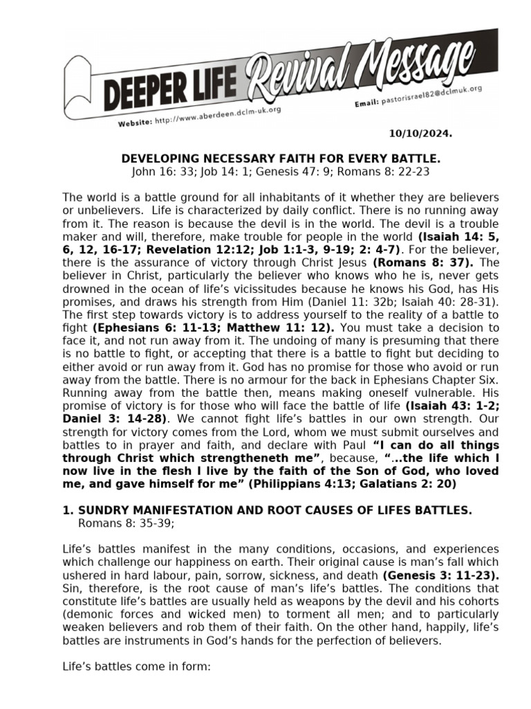 Developing Necessary Faith For Every Battles | PDF | Faith | Book Of ...