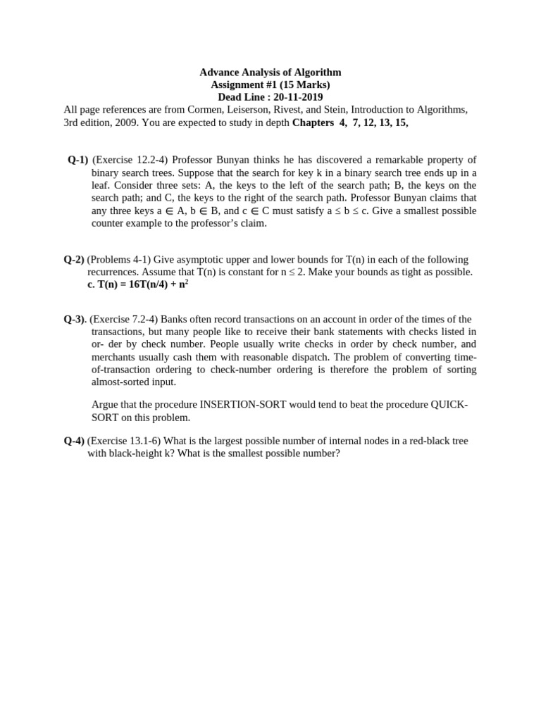 Algorithm Analysis Assignment | PDF