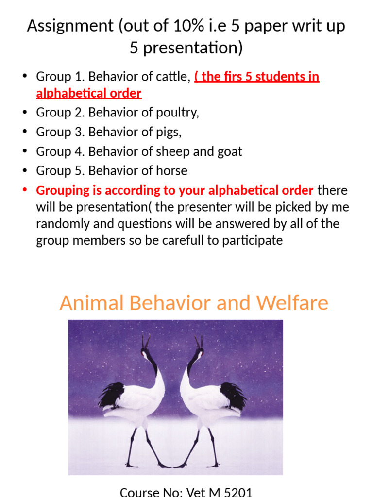 Animal Behavior and Welfare Course Overview | PDF | Ethology ...