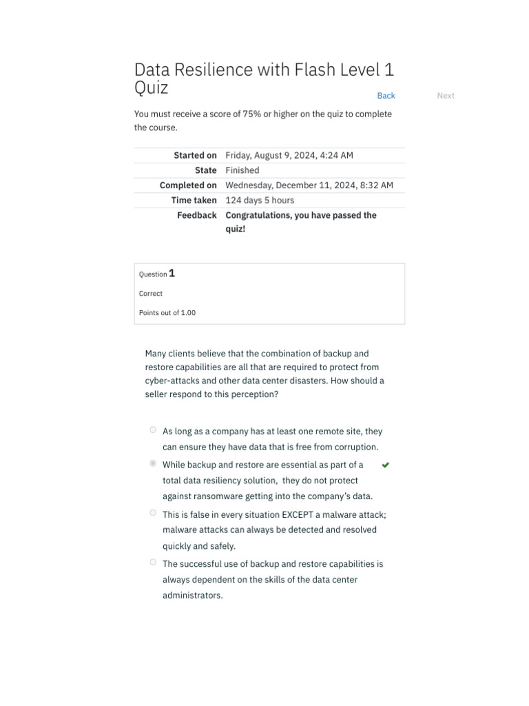 Data Resilience Quiz Results and Insights | PDF | Disaster Recovery ...