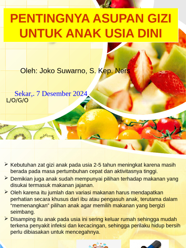 Pentingnya Asupan Gizi Untuk Anak Usia Dini | PDF