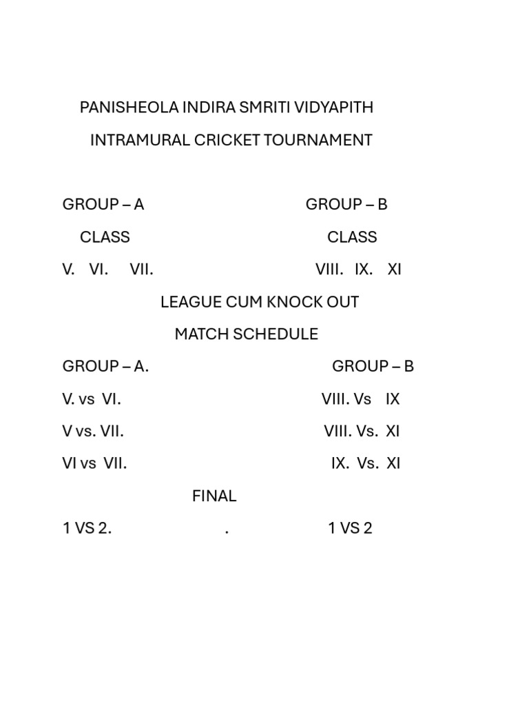 Cricket Fixture | PDF