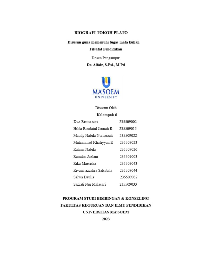Biografi Tokoh Plato Docx.-1 | PDF