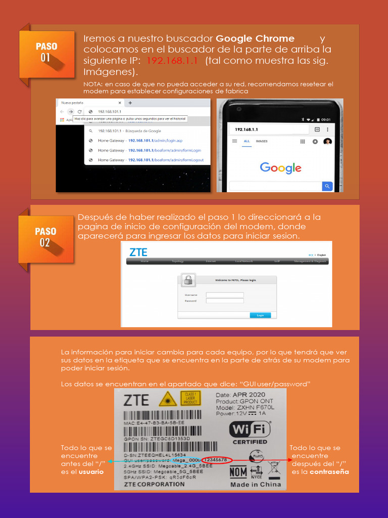 GUIA Cambio de Contraseña ZTE | PDF