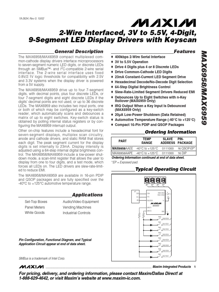 max6958 | PDF | Input/Output | Electronics