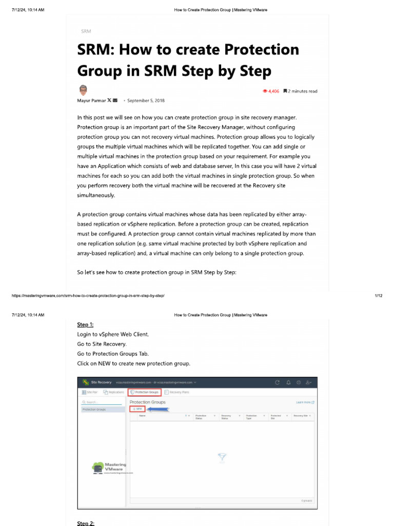 How to create Protection group in SRM | PDF
