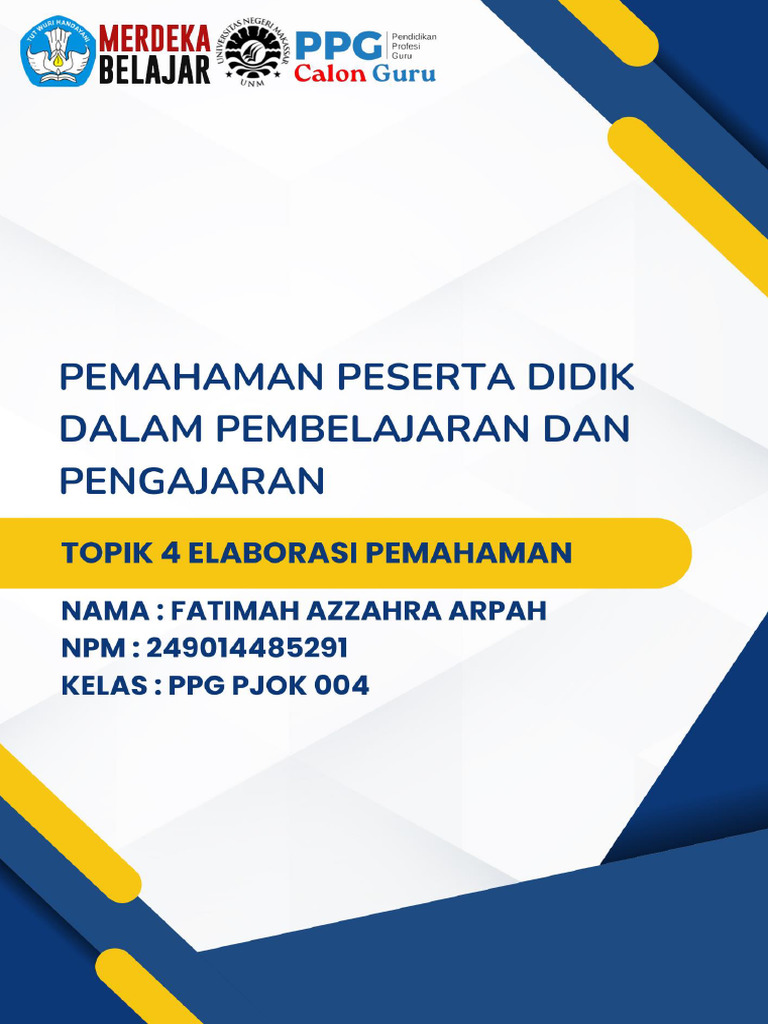 TOPIK 4 - Elaborasi Pemahaman - Pemahaman Peserta Didik | PDF
