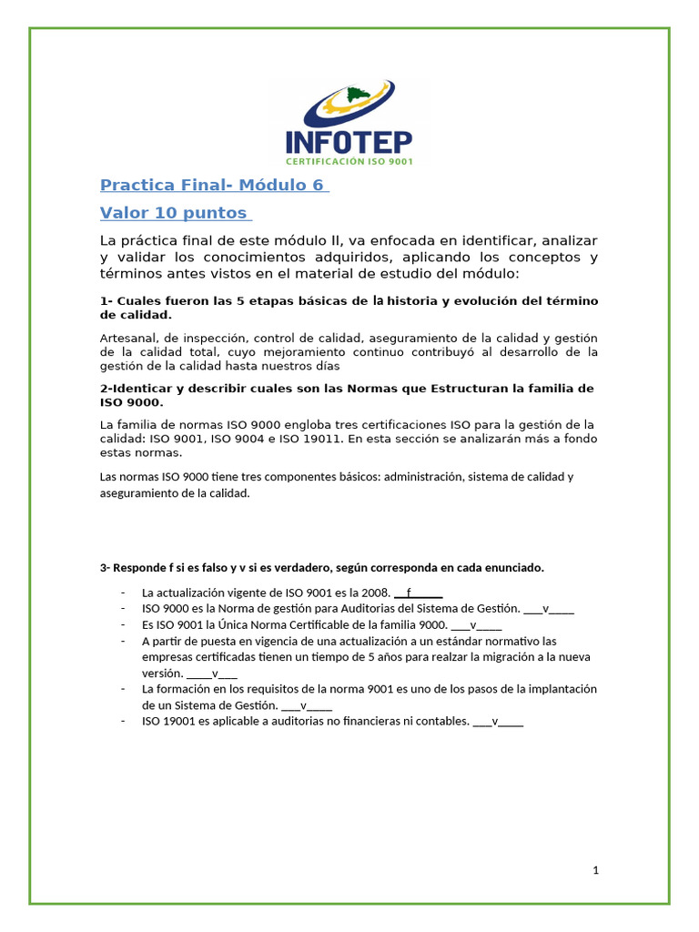Practica Final - Modulo 6 | PDF | Iso 9000 | Procesos de negocio
