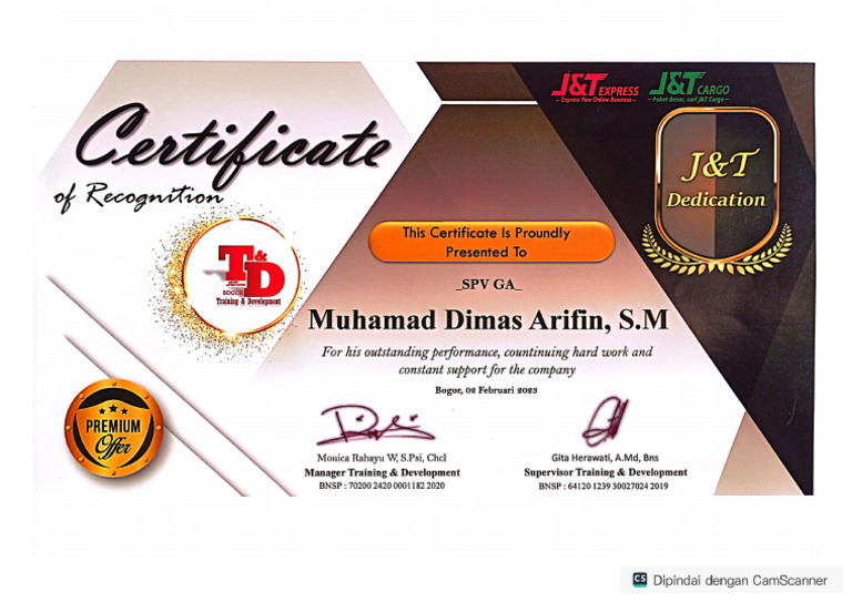 Sertifikat Dedication PDF | PDF