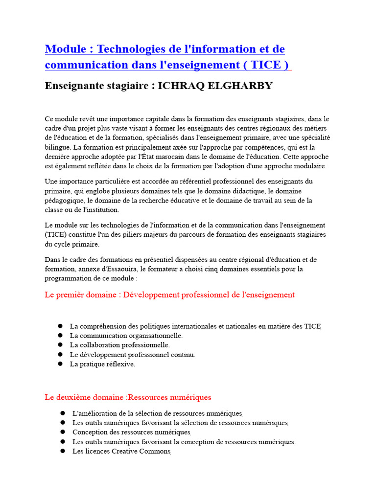 TICE : Intégration et outils numériques | PDF