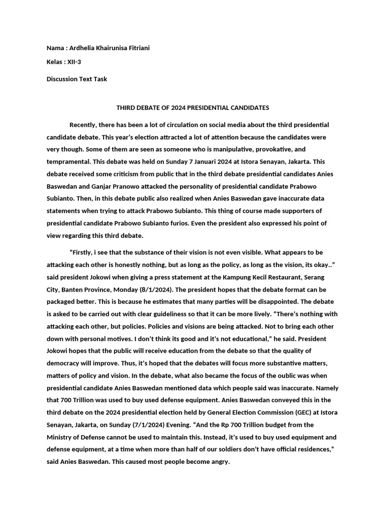 2024 Presidential Debate Analysis | PDF