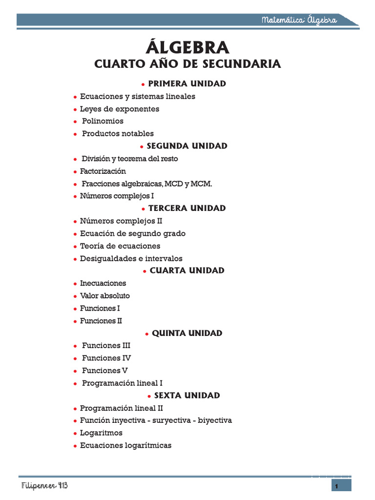 4to Sec Álgebra 2022 | PDF | División (Matemáticas) | Ecuaciones