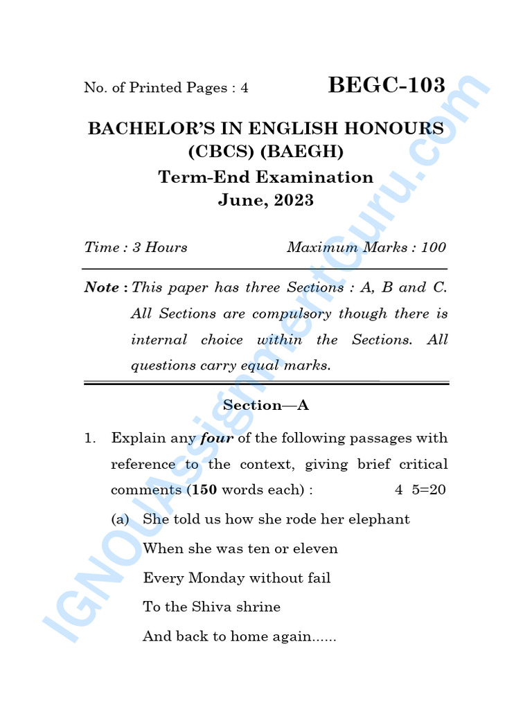 June - 2023 BEGC-103 | PDF