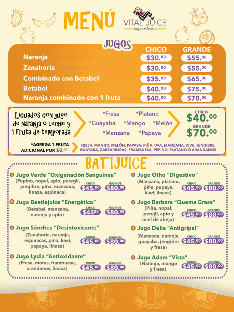 Menu Vital Juice | PDF