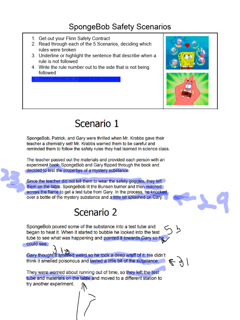 IAN WALLACE (Student) - Sponge Bob Safety Scenarios Assignment | PDF