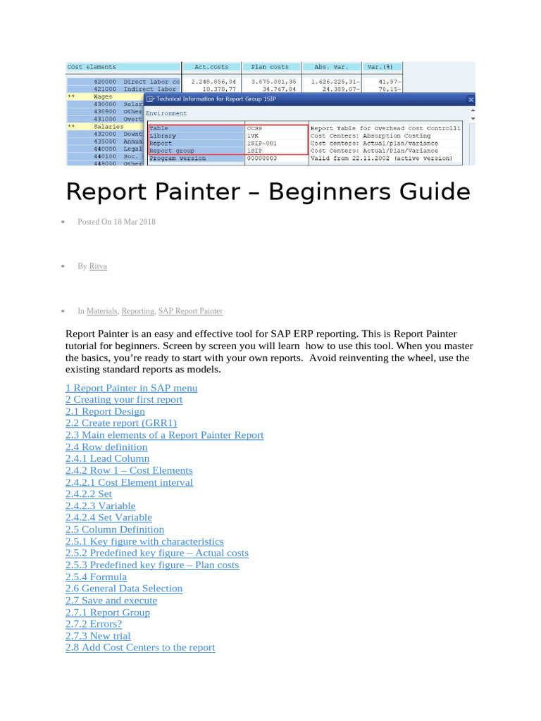 Report Painter - Beginners Guide | PDF | Menu | Menu (Computing)