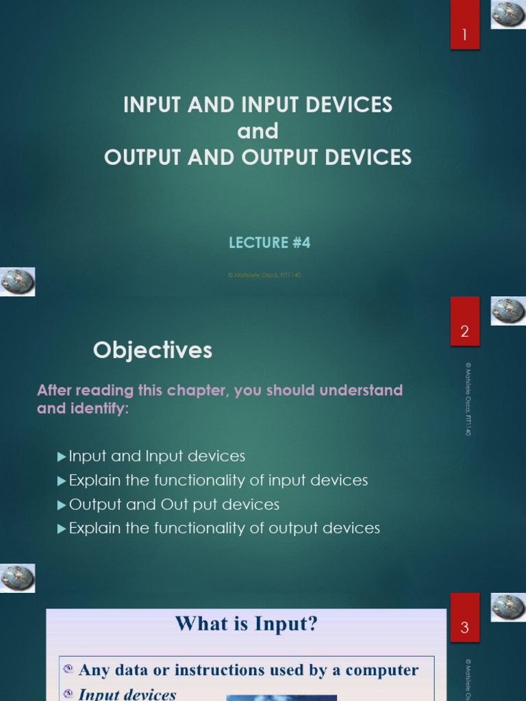 Lecture 4 - Input & Output Devices | PDF Lecture 4 - Input & Output Devices | PDF