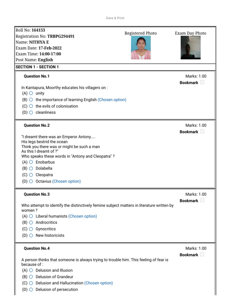 Pg Eng Ans Sheet | PDF | Emma (Novel) | Poetry