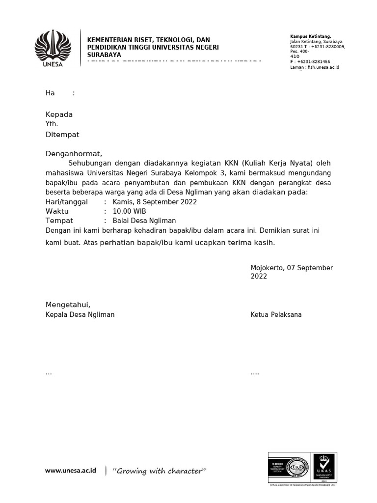 Draft Surat Undangan | PDF