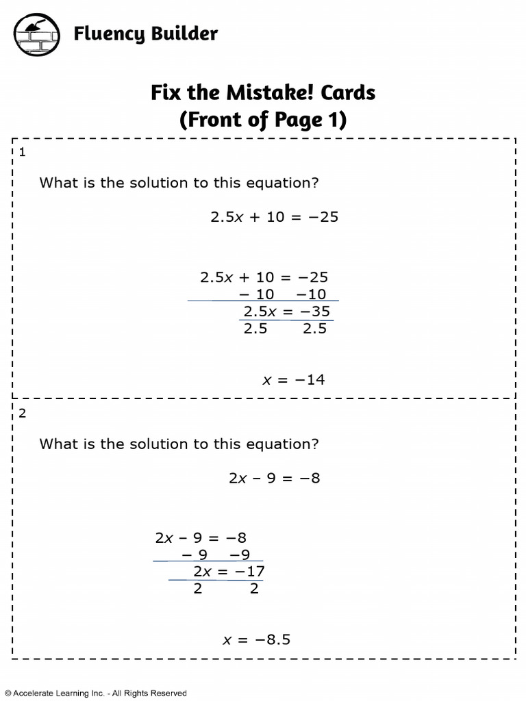 Fix The Mistake Cards | PDF | Applied Mathematics | Mathematics
