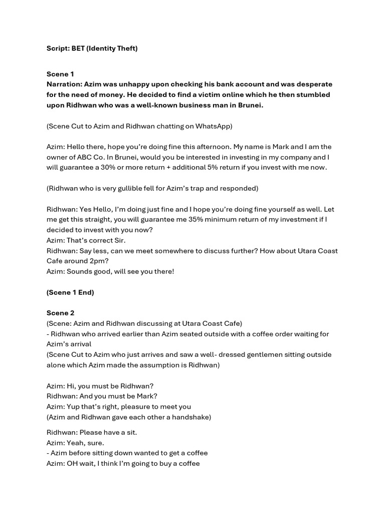 BET Script Completed | PDF