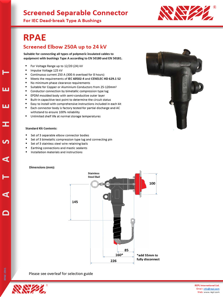 C75. RPAE Separable Connector - Screened Elbow - 250A 24kV En.23.1 ...