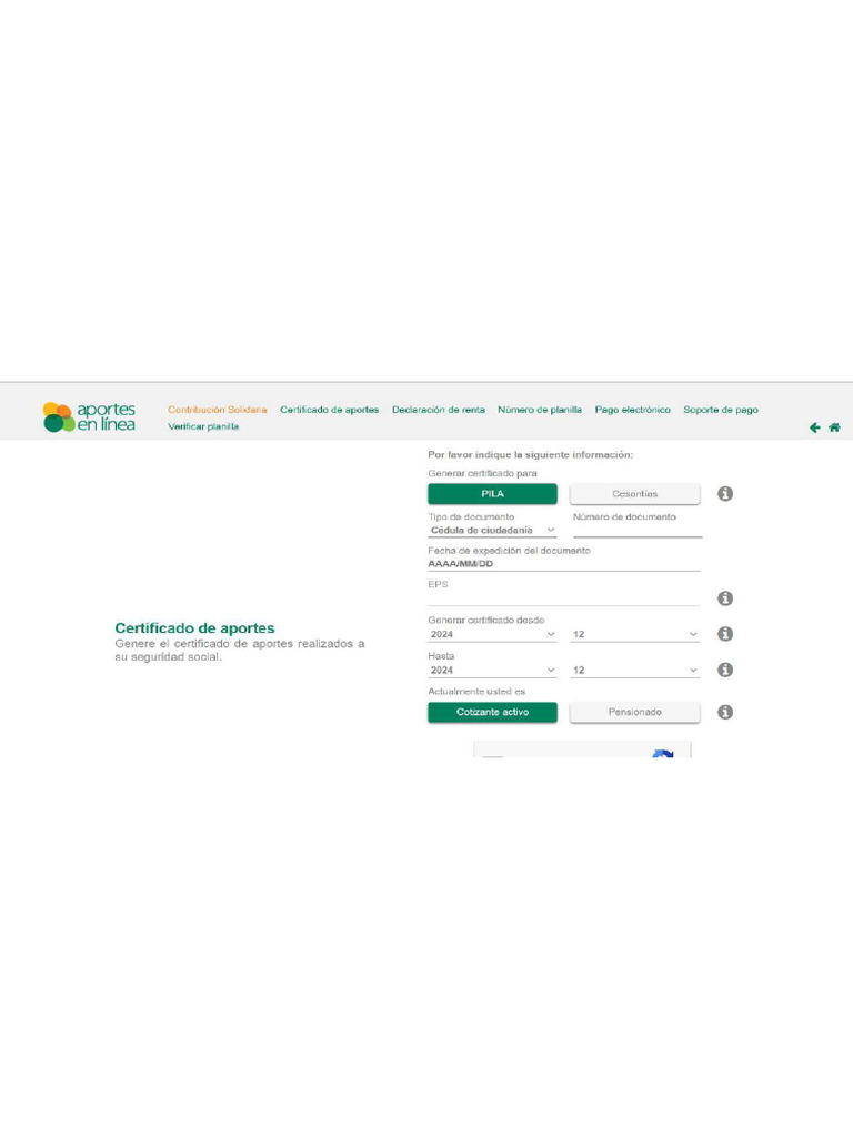 Ejemplo Planilla de Pago APORTES EN LINEA | PDF