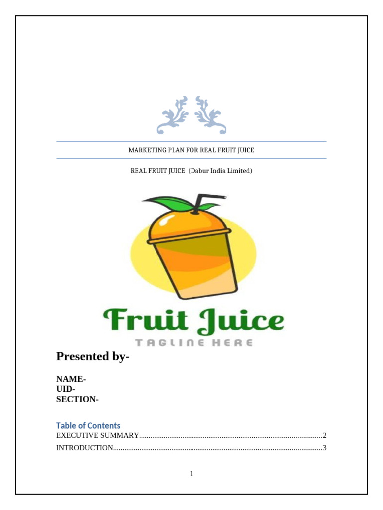 REAL JUICE - Detailed - Marketing - Plan | PDF | Brand | Marketing