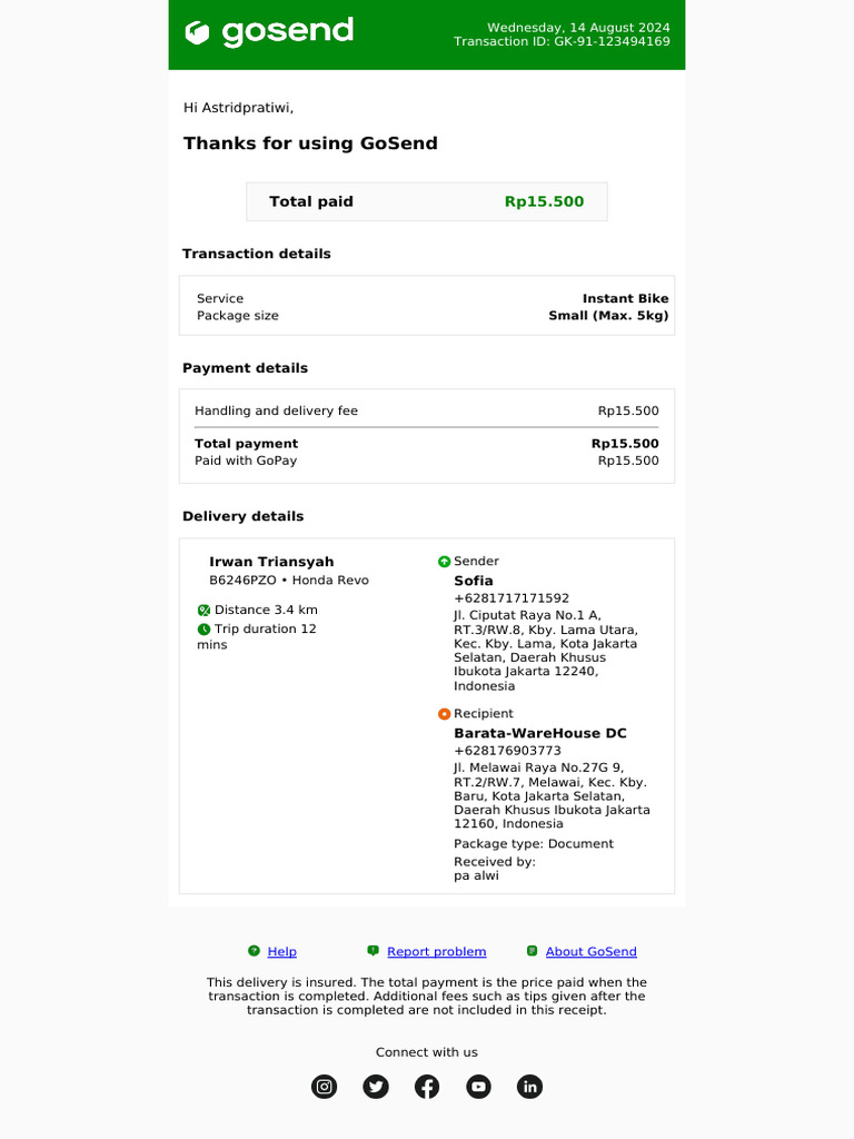 Struk gojek | PDF | Money | Services (Economics)