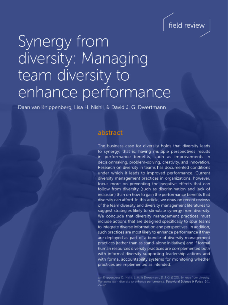 Enhancing Team Performance Through Diversity | PDF | Stereotypes | Thought