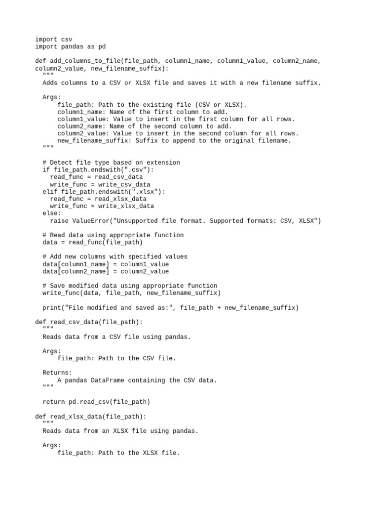 add a column to file | PDF | Comma Separated Values | Computing
