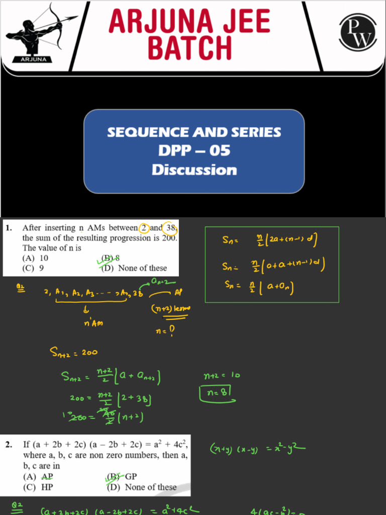 Sequence and Series - DPP 05 Solution Notes | PDF